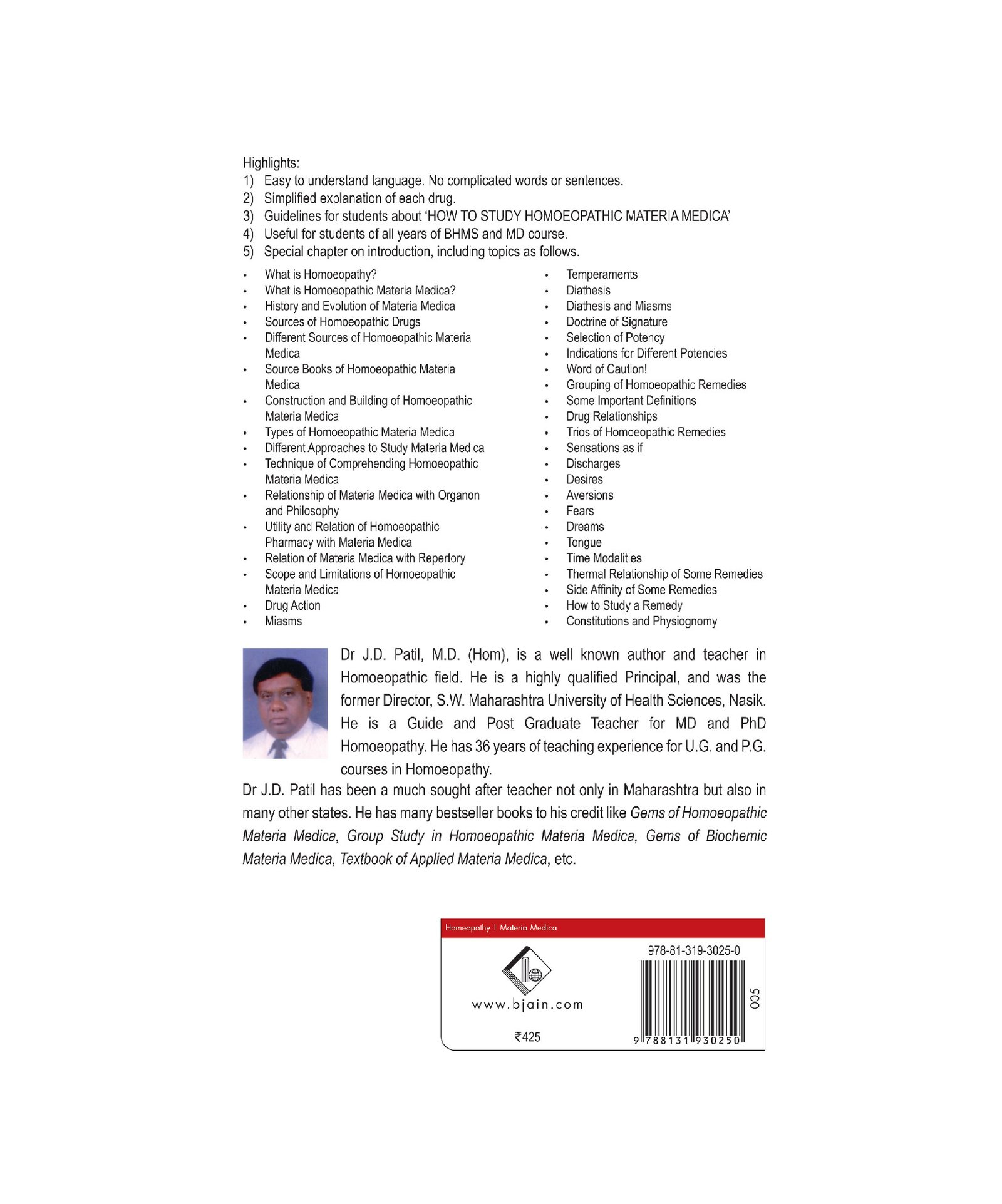 Gems – Textbook Of Homeopathic Materia Medica by J D PATIL - Drcart